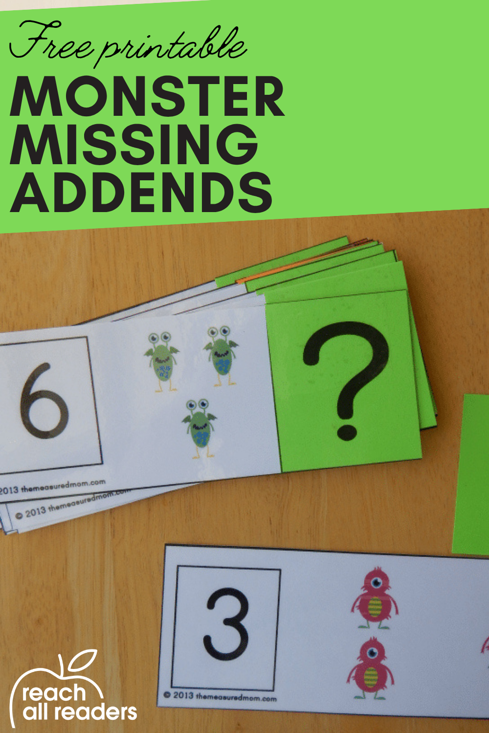 Missing addend monster flip cards - Reach All Readers