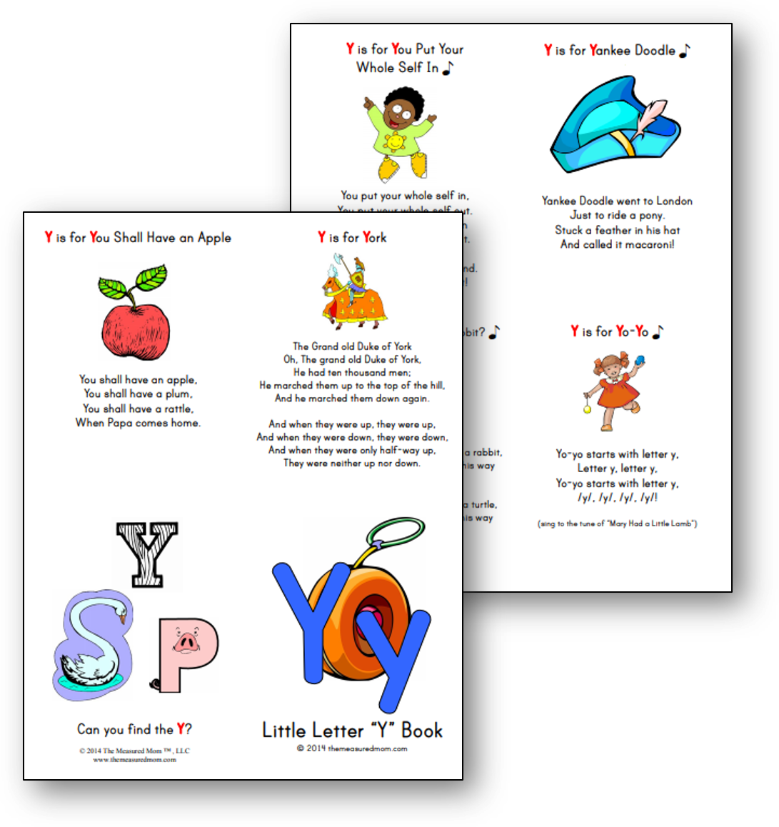 Letter Y Rhymes & Songs - free letter book! - Reach All Readers