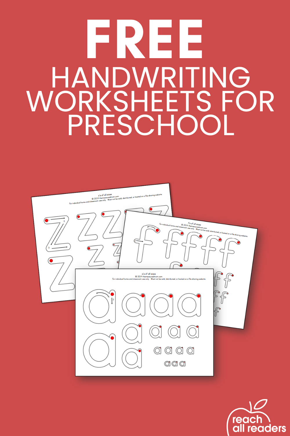 Level 1 handwriting worksheets - lowercase - Reach All Readers