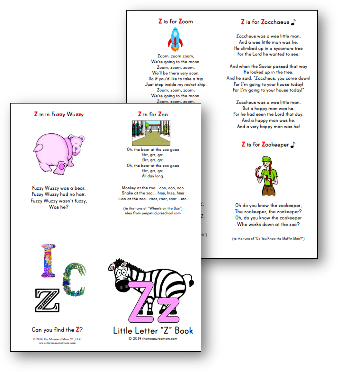 Letter Z Songs and Rhymes - free letter book! - Reach All Readers