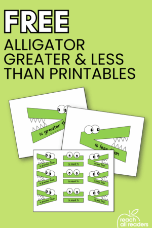 Alligator greater than, less than printables - Reach All Readers