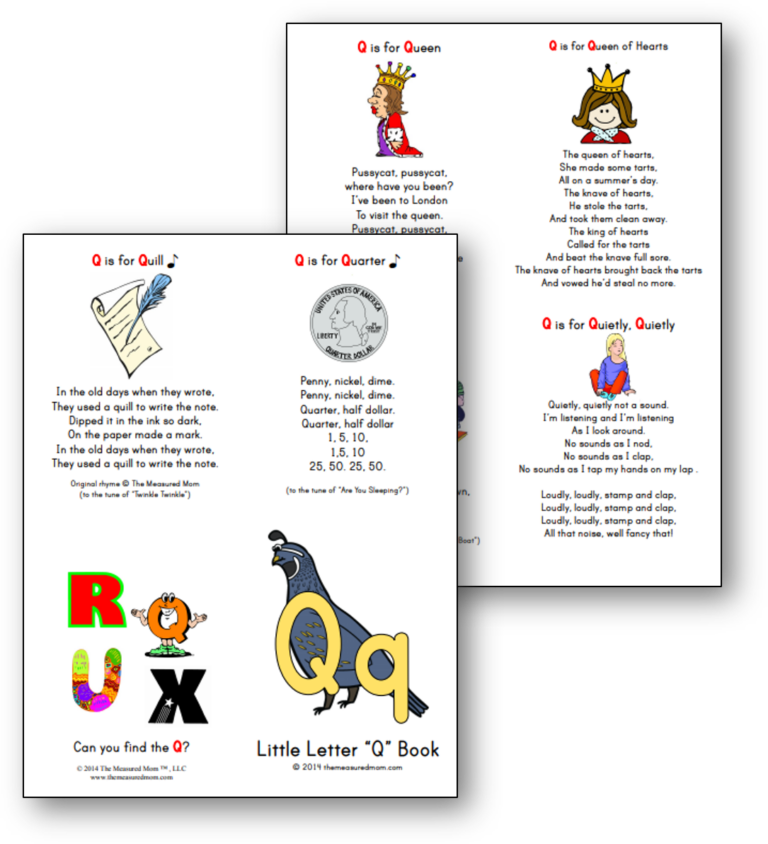 Free book of rhymes and songs for letter Q - Reach All Readers