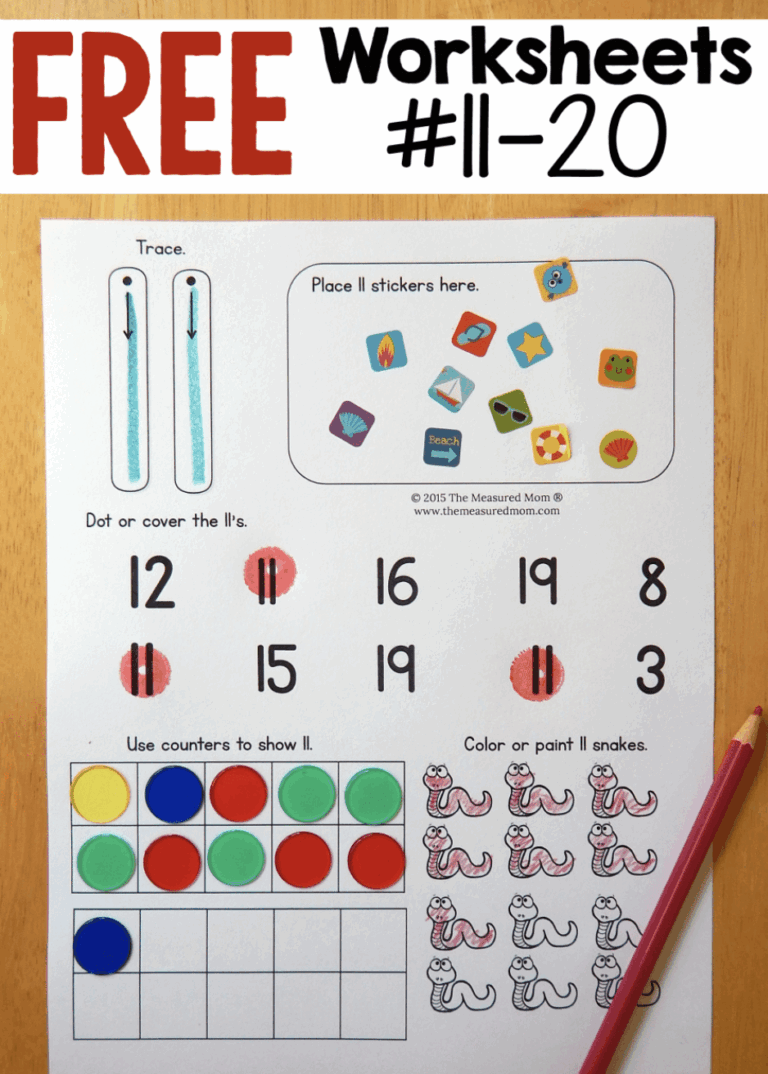 Worksheets for numbers 11-20 - Reach All Readers