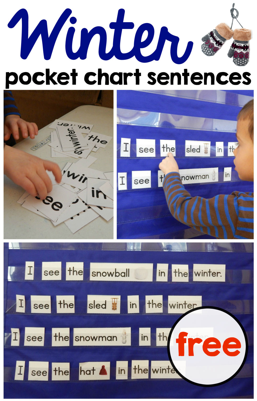 Winter pocket chart sentences - Reach All Readers