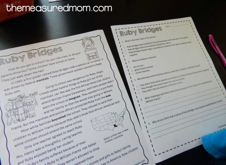 Ruby Bridges reading comprehension passage - Reach All Readers