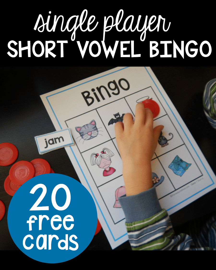 Short vowel bingo for single players - Reach All Readers