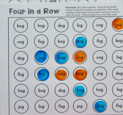 Four-in-a-row games for short o words - Reach All Readers