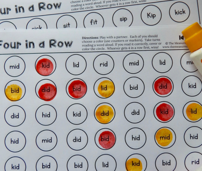 Four-in-a-row games for short i words - Reach All Readers
