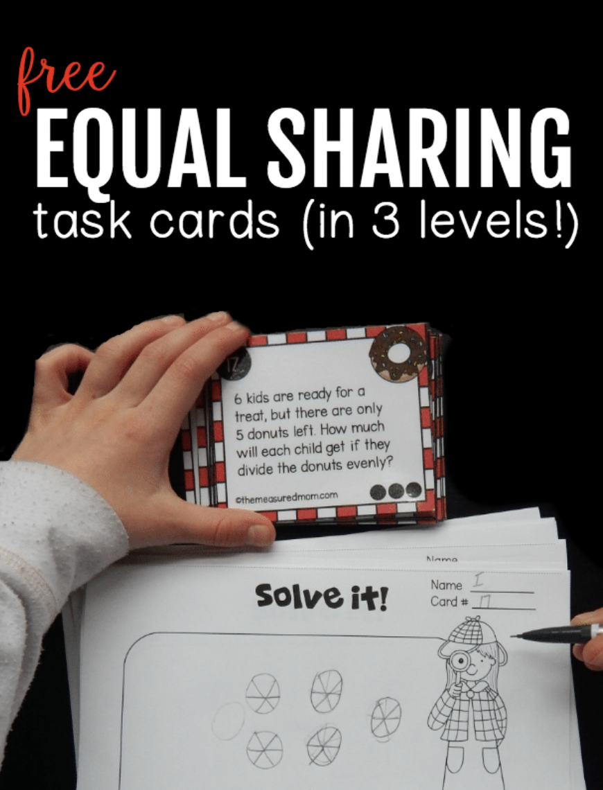 Equal sharing task cards - Reach All Readers