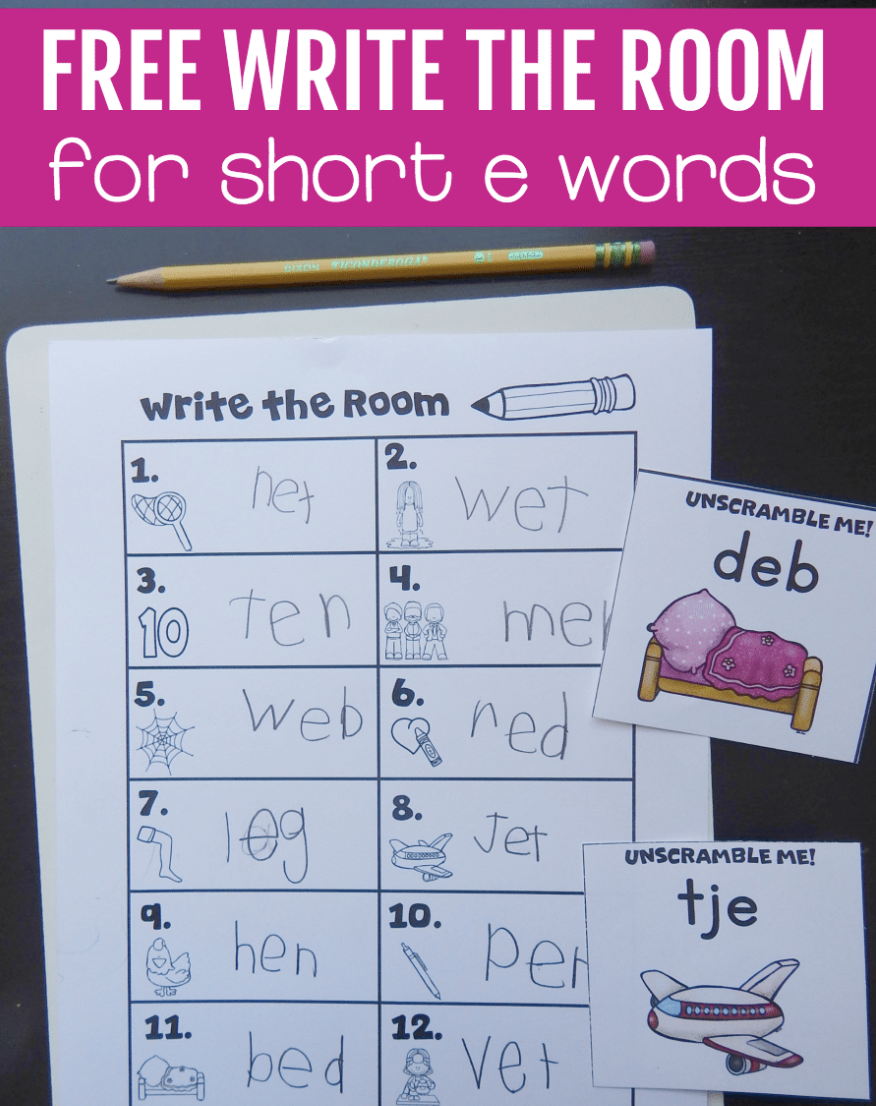 Write the room activity for short e words - Reach All Readers