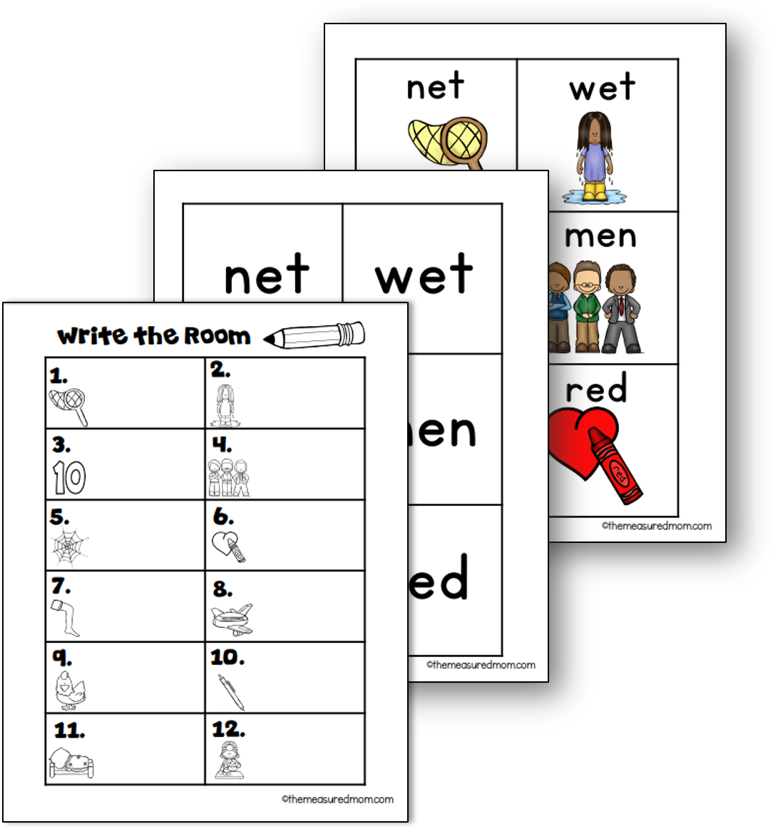 Write the room activity for short e words - Reach All Readers