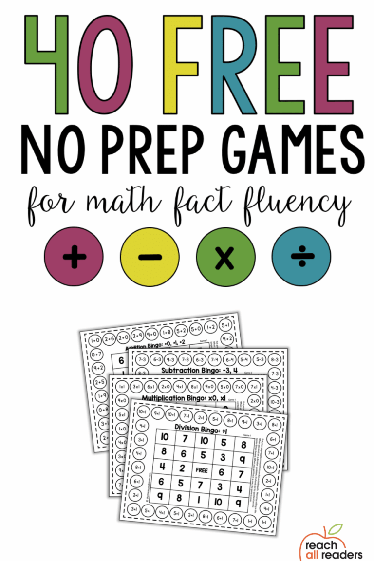 40 math games for math fact fluency - Reach All Readers