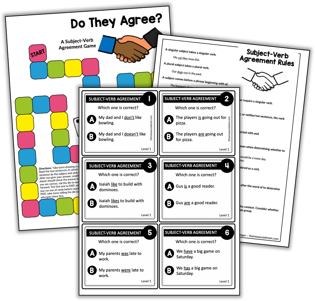 Subject-verb agreement game - Reach All Readers