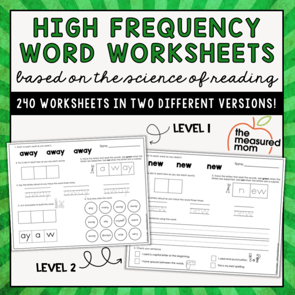 High Frequency Word Worksheets - Based on the science of reading ...