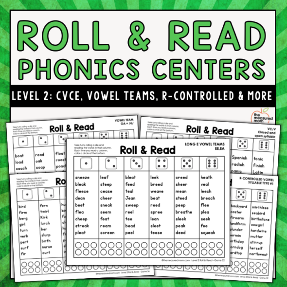 Roll & Read - Level 2 - CVCE - Vowel Teams - R-Controlled & More ...