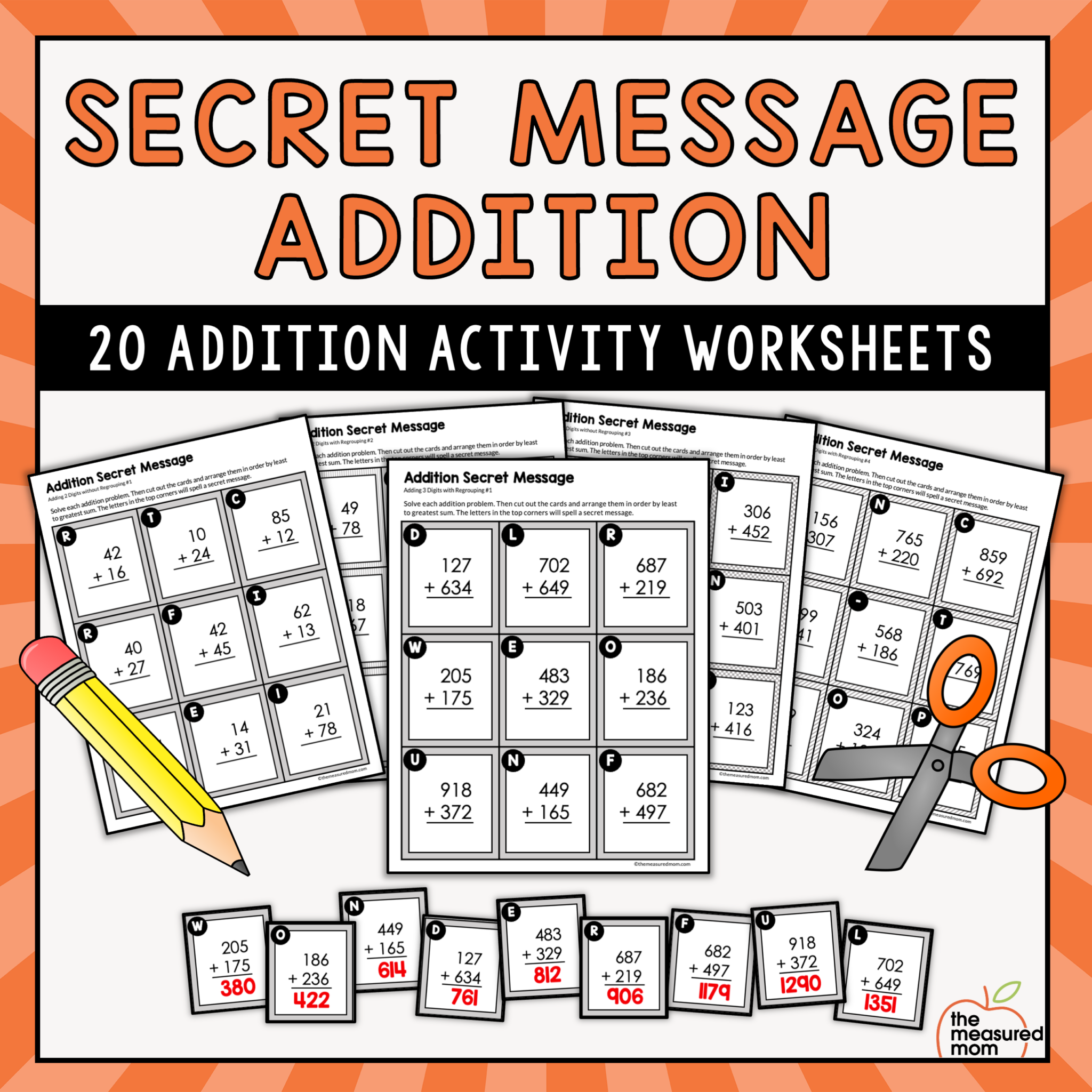 Addition Secret Message Worksheets - Reach All Readers