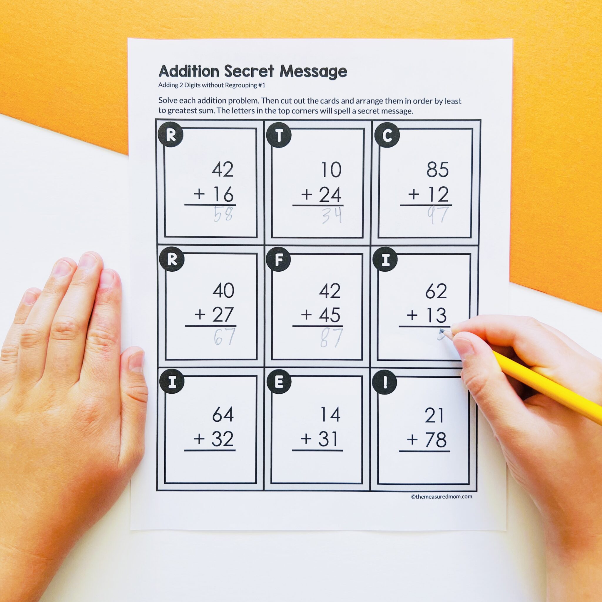 Addition Secret Message Worksheets - Reach All Readers