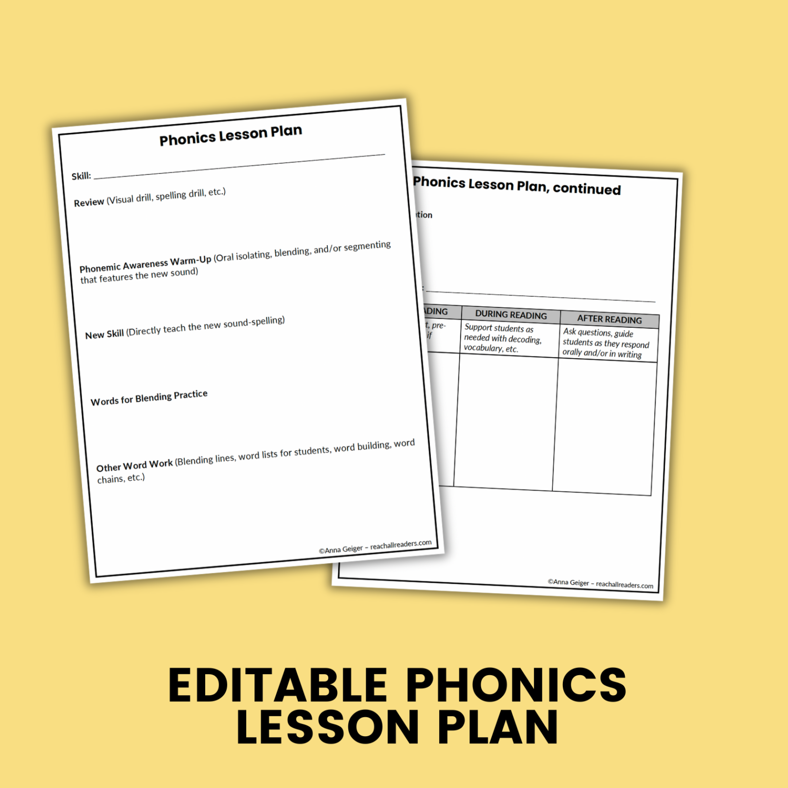 Editable Phonics Lesson Plan - Reach All Readers