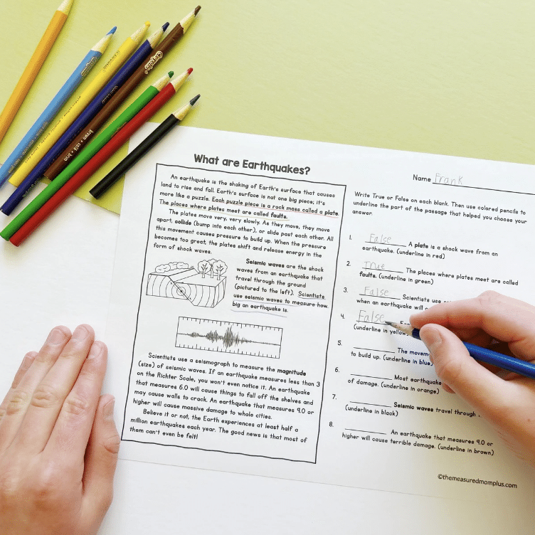 Earthquake reading passage - Reach All Readers