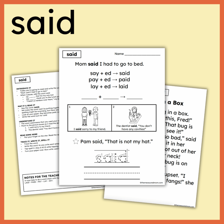 Free high frequency word lesson: SAID - Reach All Readers