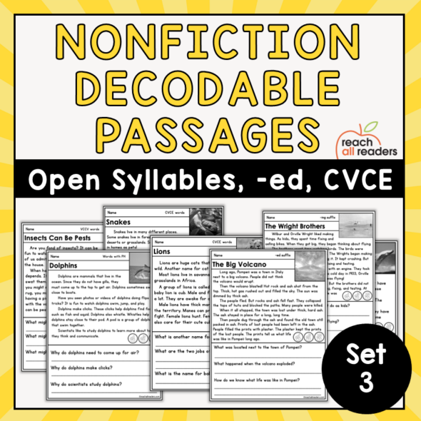 Nonfiction Decodable Passages: Words with open syllables, -ed endings ...