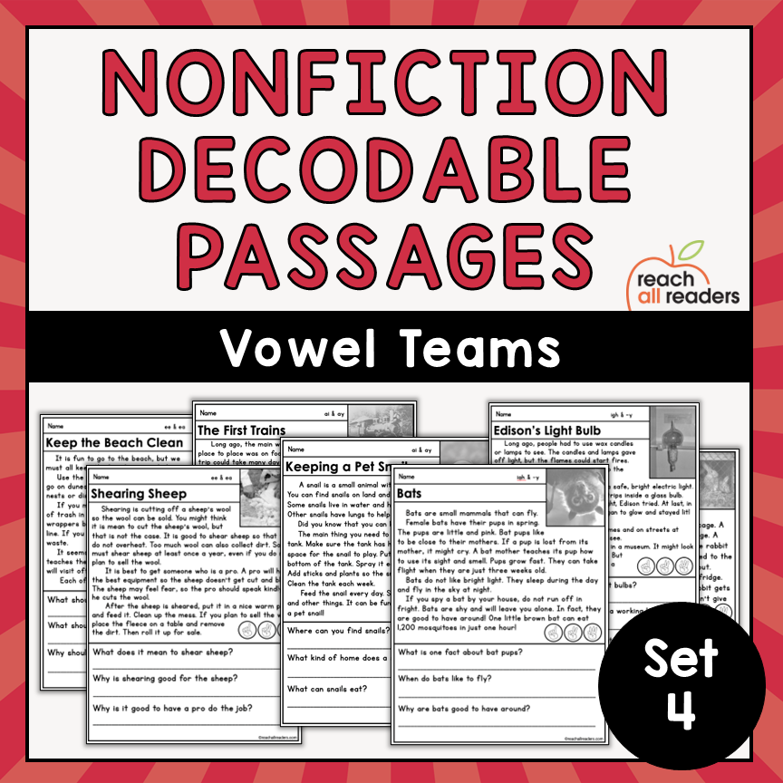 Nonfiction Decodable Passages: Vowel Teams - Reach All Readers